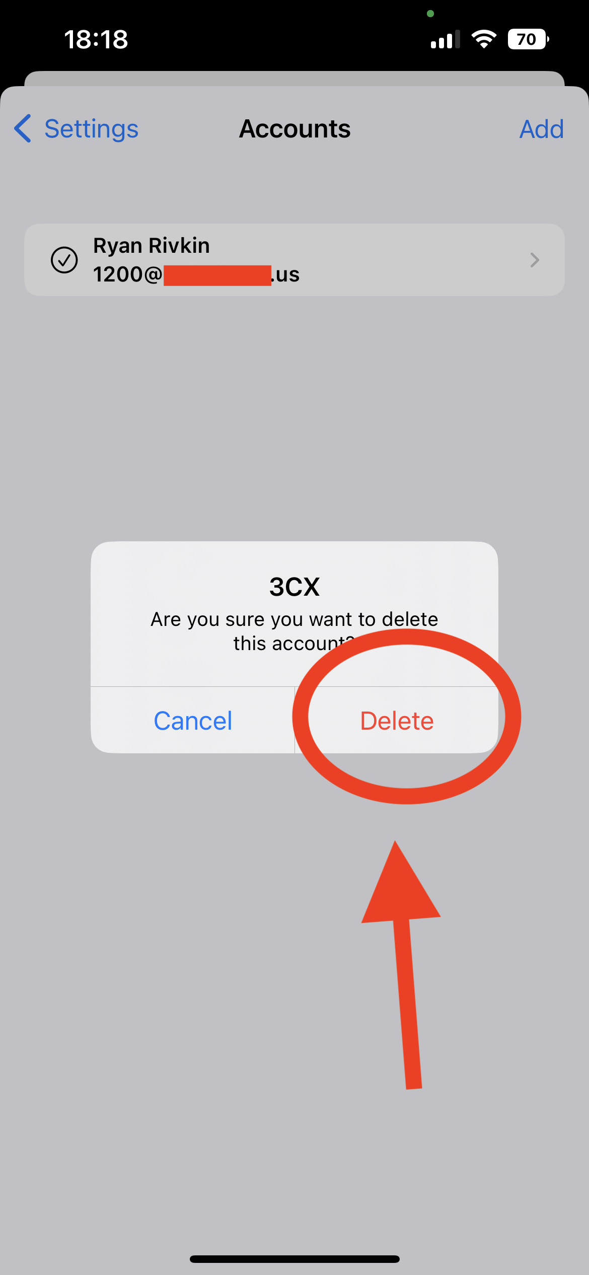 Remove 3CX Account from Mobile Device (iPhone) – RED1